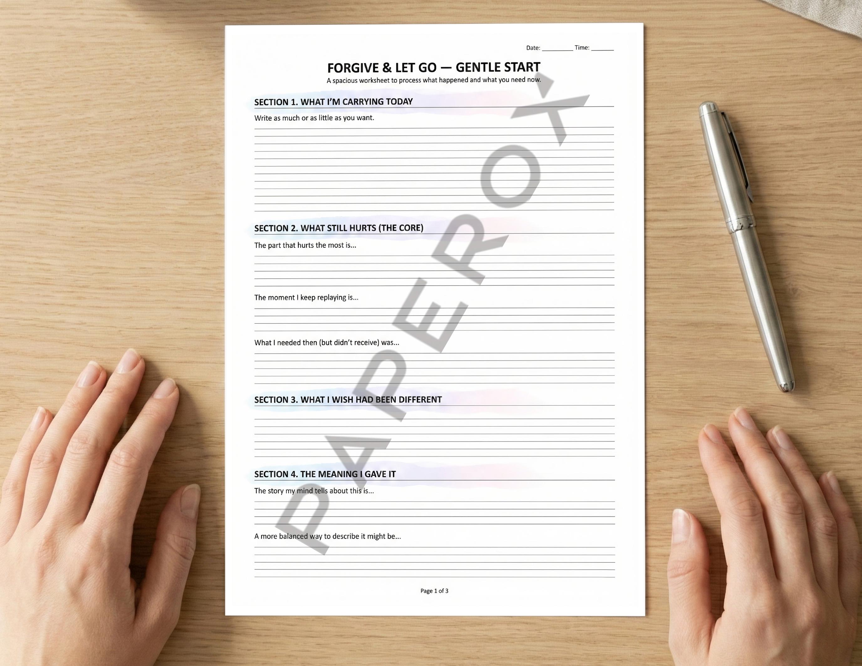 Forgive & Let Go Worksheet PDF - Printable Self Forgiveness Therapy ...