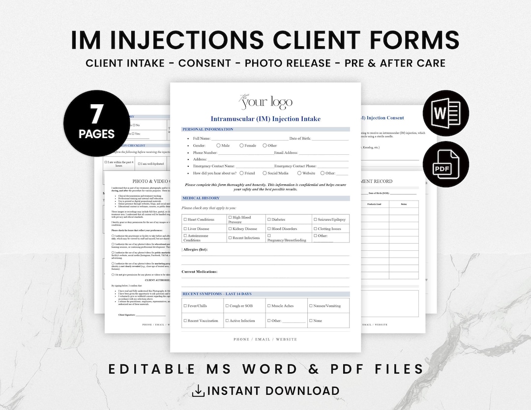 IM Injection Consent Form Pdf, IM Injection Client Forms, IM Therapy ...