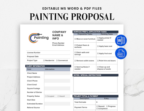 Painting Estimate Forms Printable