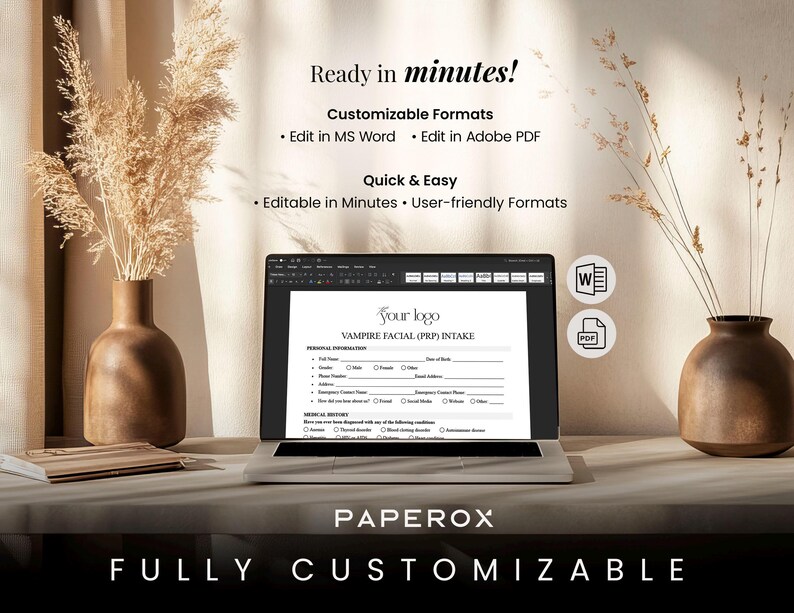 Vampire Facial Client Intake & PRP Consent Form Template - PRP Facial ...