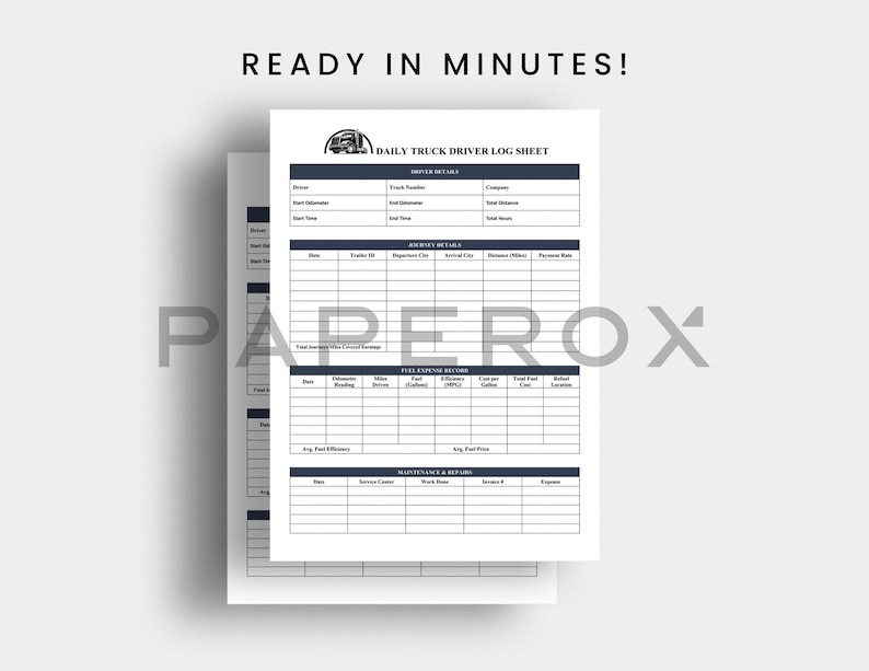 Truck Driver Daily Trip Sheet Template - Truck Driver Log Book – Daily ...