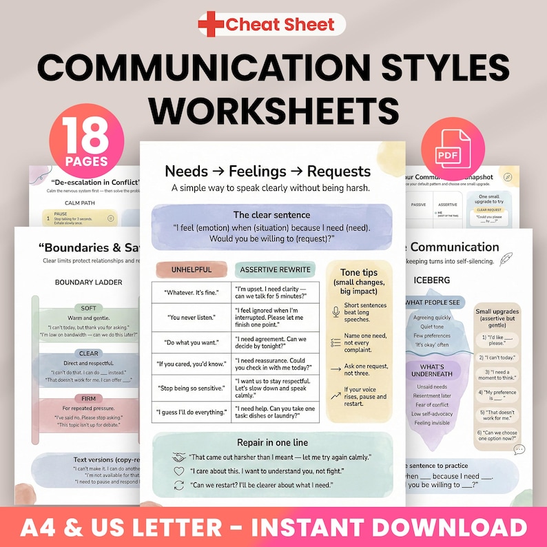 Communication Styles Worksheets - Assertive Communication Skills ...