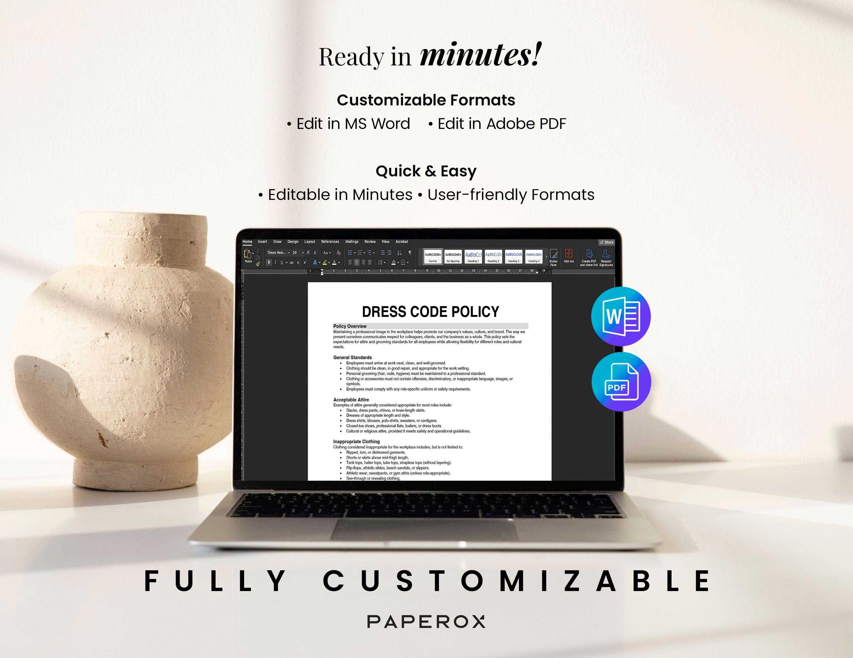 Dress Code Policy Template - Workplace Employee Appearance Standards ...