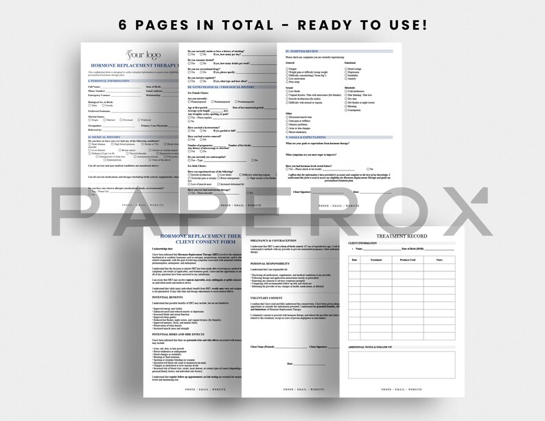 Hormone Therapy Intake Form Template – HRT Consultation Questionnaire ...
