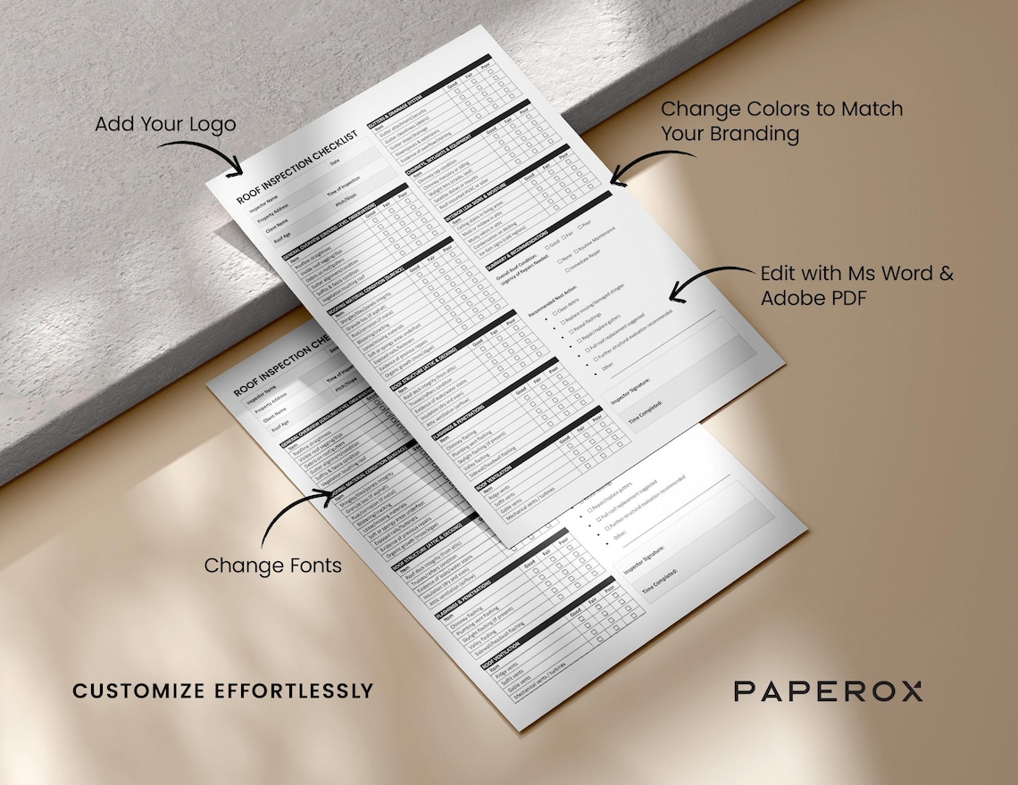Roof Inspection Checklist PDF - Fillable Roofing Inspection Form ...