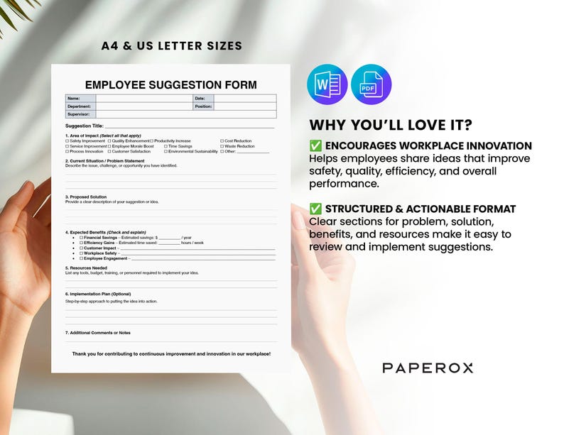Employee Suggestion Form – Employee Feedback Form & Workplace ...