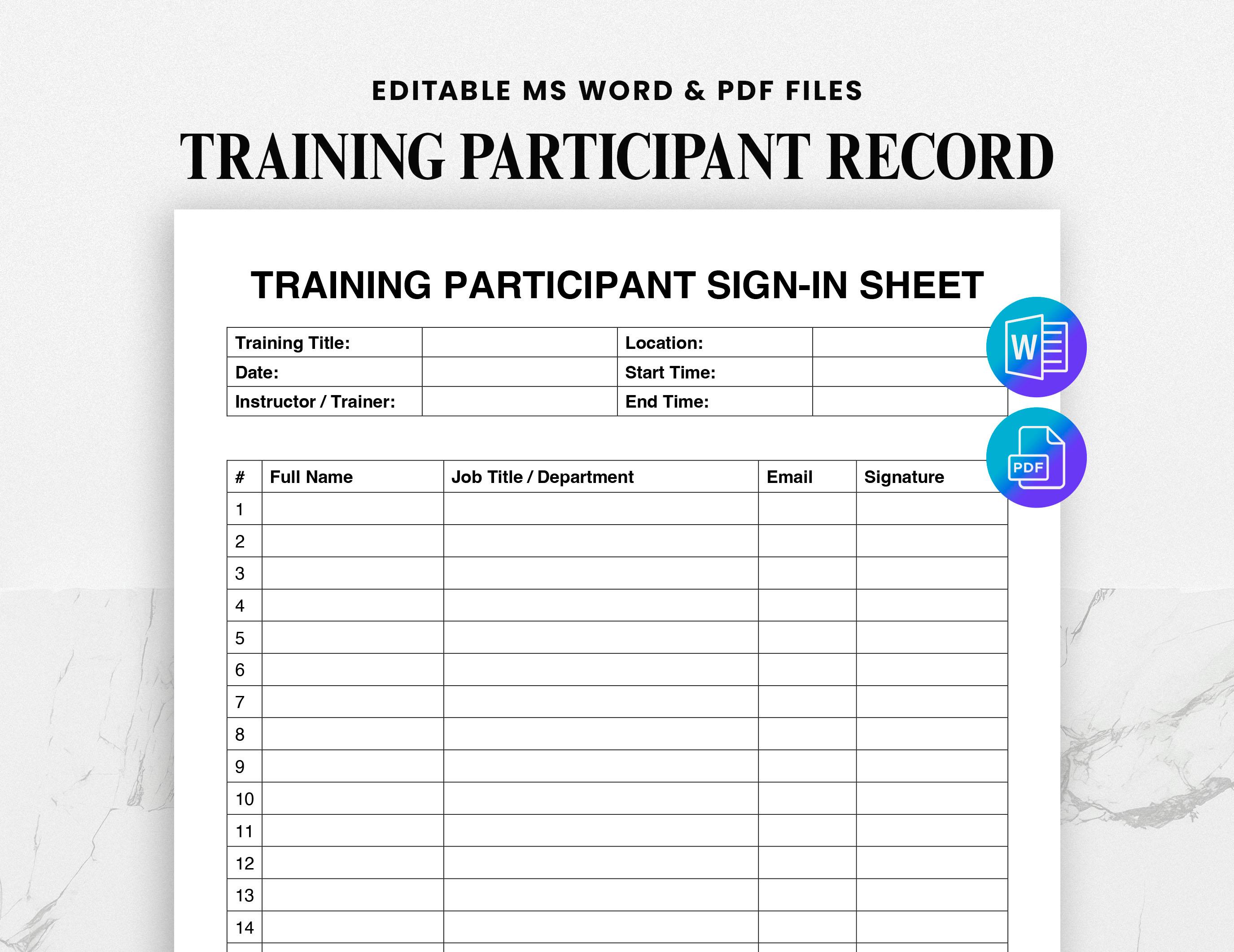 Editable Training Sign In Sheet Printable Printable Sign In Sheet