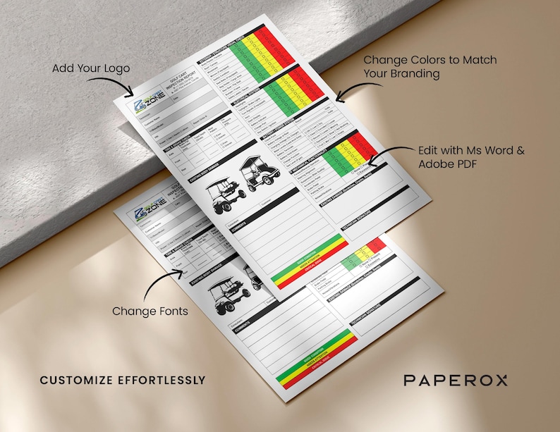 Visual Golf Cart Inspection Report PDF - Fillable Golf Cart Maintenance ...
