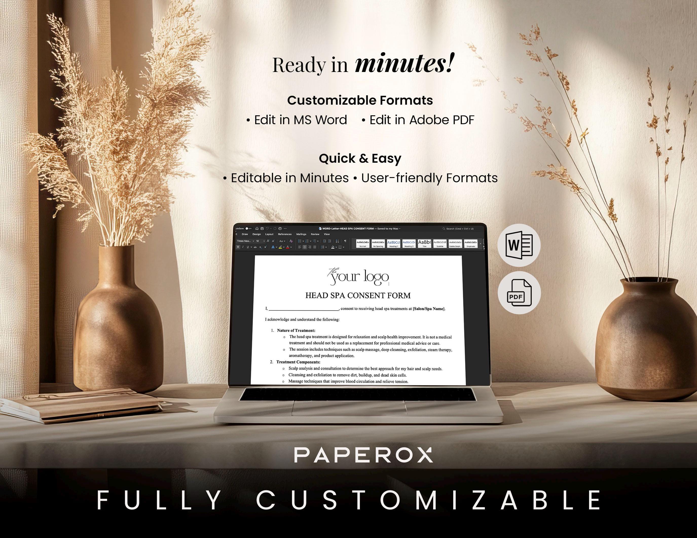 Head Spa Intake Form | Scalp Treatment Consent Form | Salon Client ...