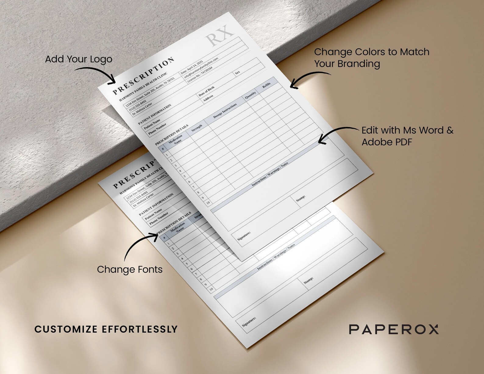 Editable Prescription Pad PDF – Fillable Rx Form – Doctor Prescription ...