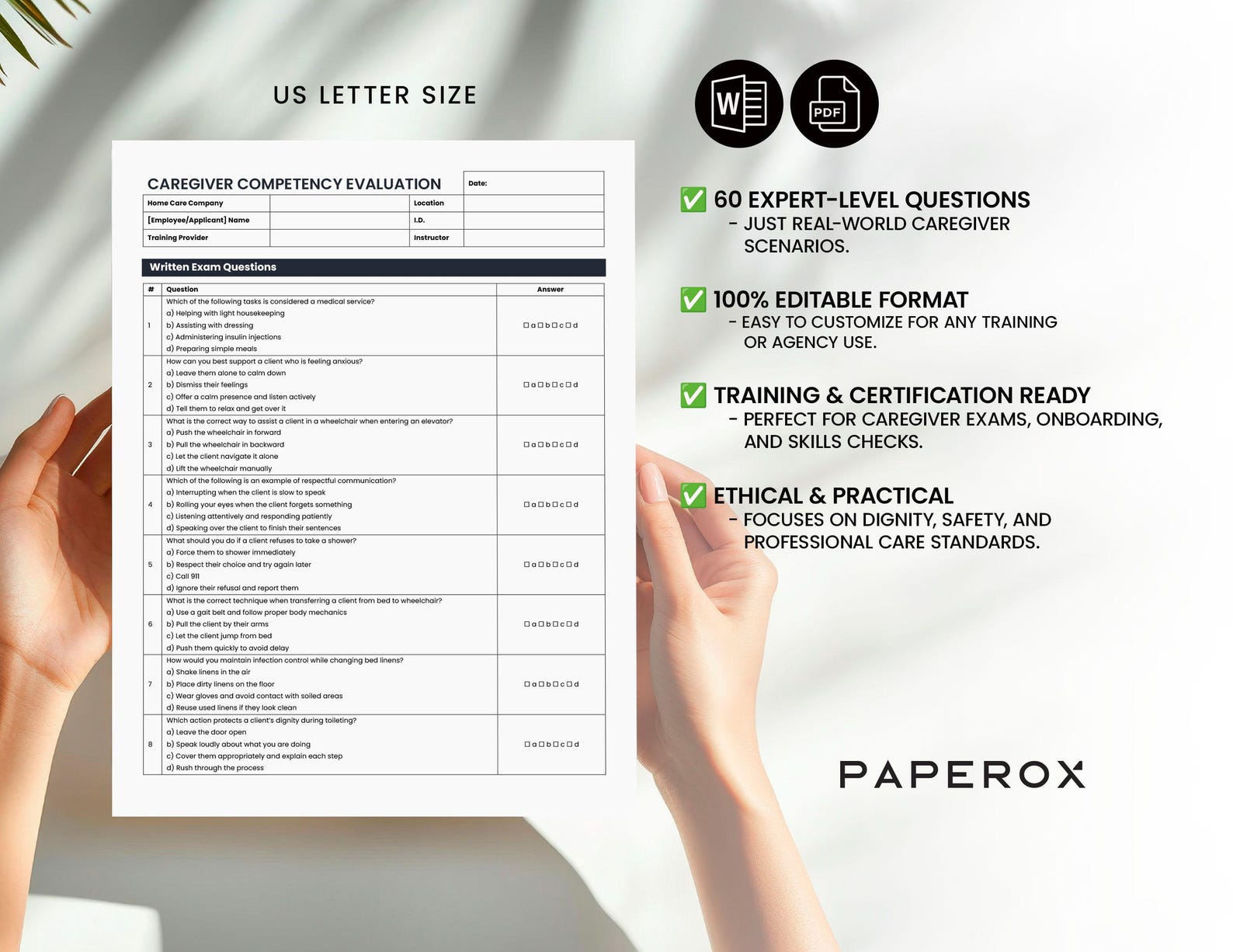 Caregiver Competency Exam Template - Caregiver Competency Evaluation ...