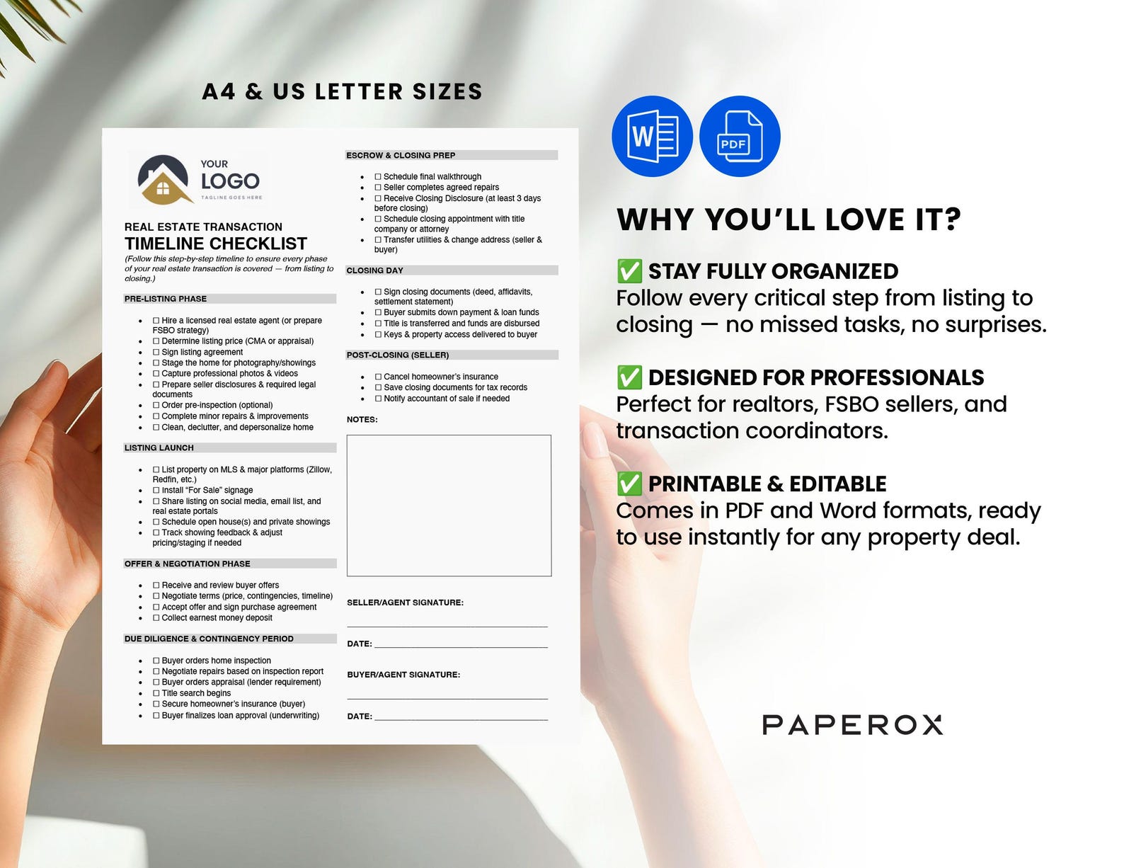 Real Estate Transaction Timeline Checklist PDF • Seller & Buyer Closing ...