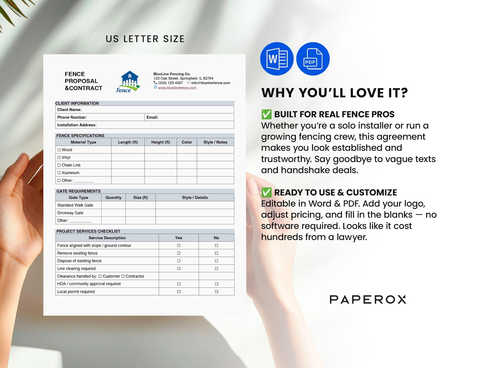 Fence Proposal Contract Template - Fence Estimate Form - Residential ...