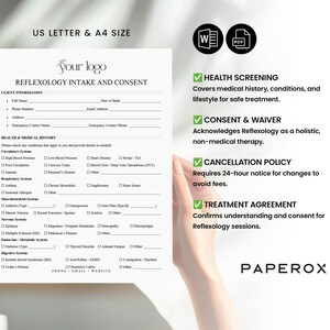 Reflexology Client Intake Form Template - Editable Massage Consultation ...