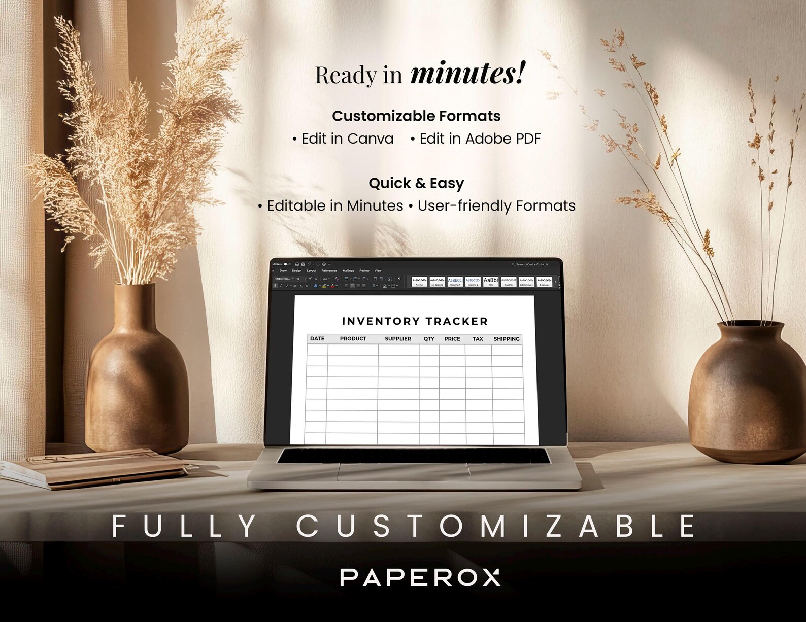 Editable Inventory Log Template | Inventory Tracker Printable PDF ...