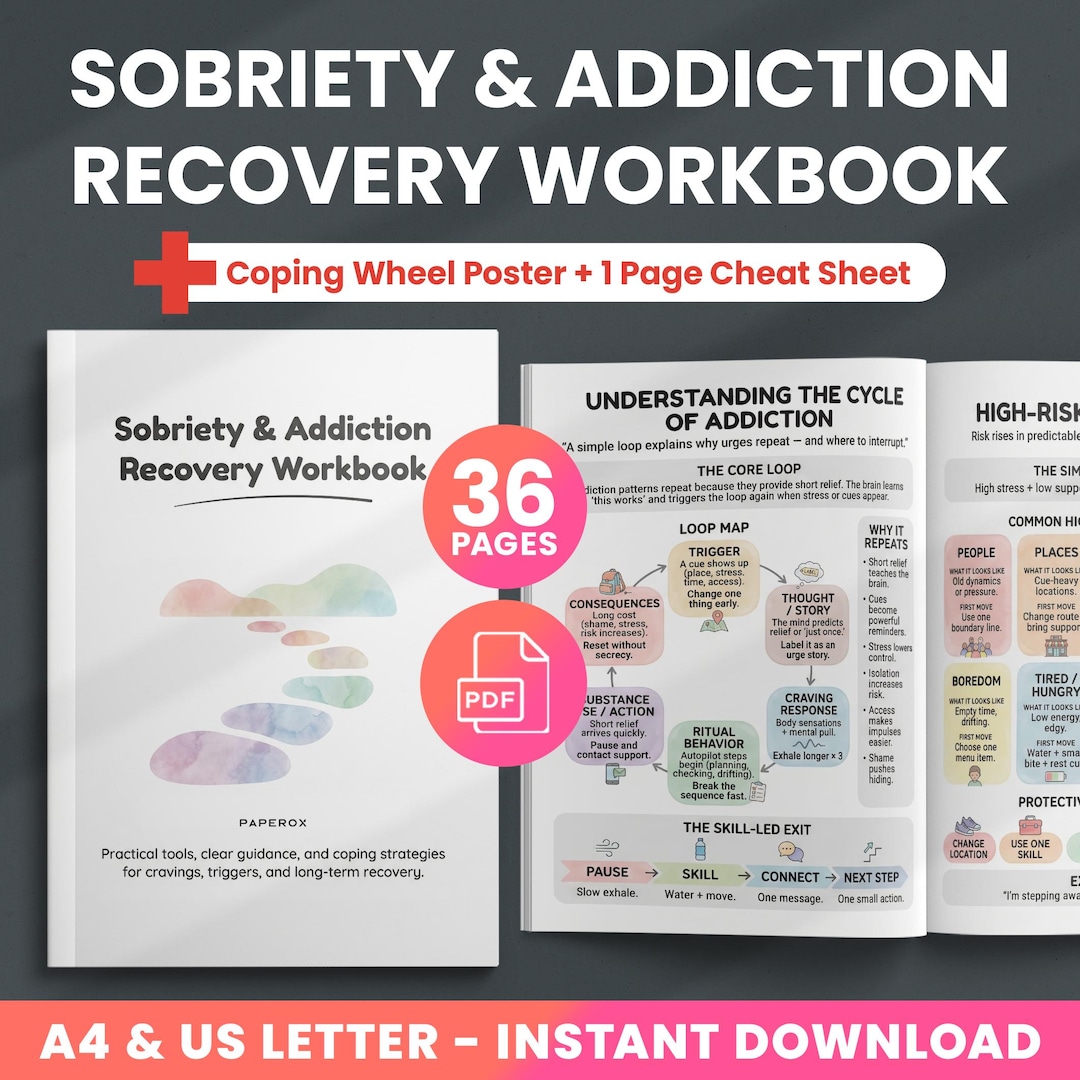 Addiction Recovery Workbook - Sobriety & Relapse Prevention Worksheets ...