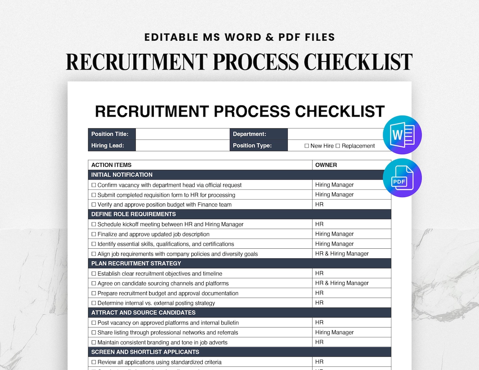Recruitment Process Checklist | Employee Hiring Form | HR Hiring ...