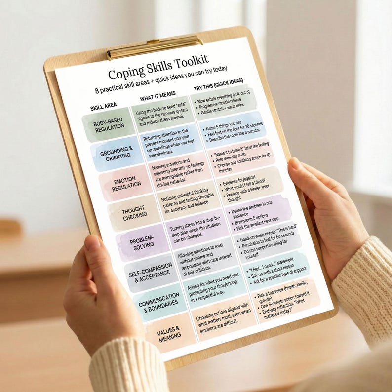 Coping Skills Toolkit Printable Worksheet Pdf - Emotional Regulation ...
