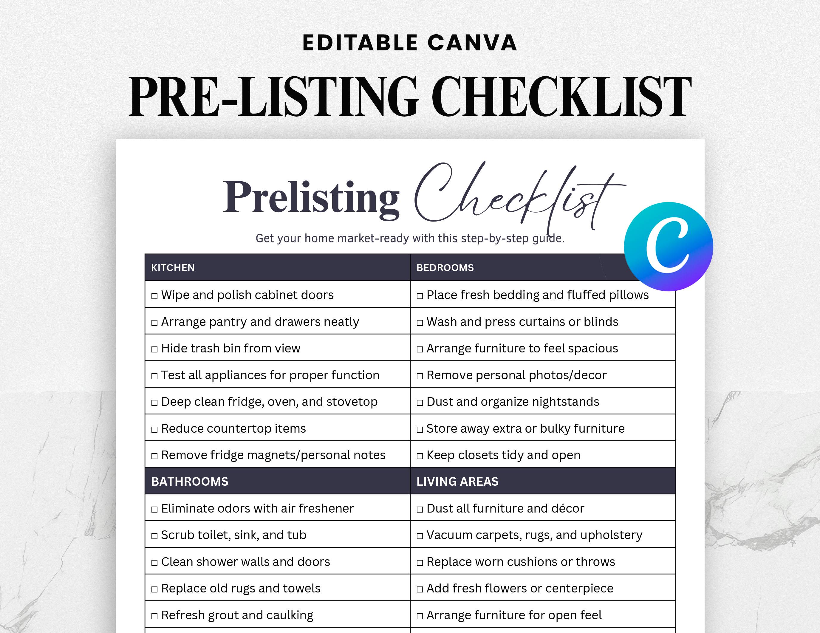 Pre-listing Checklist • Home Seller Checklist • Real Estate Checklist ...