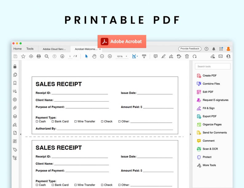 Printable Receipt Template – Editable Word Sales Receipt - Money or ...