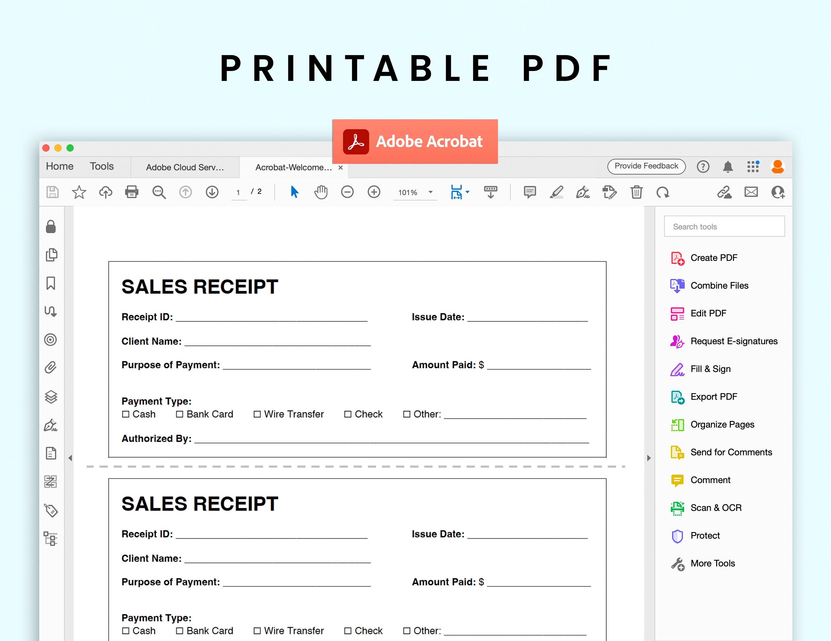Printable Receipt Template – Editable Word Sales Receipt - Money or ...