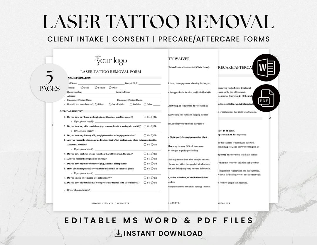 Laser Tattoo Removal Consent Form | Client Intake and Aftercare ...
