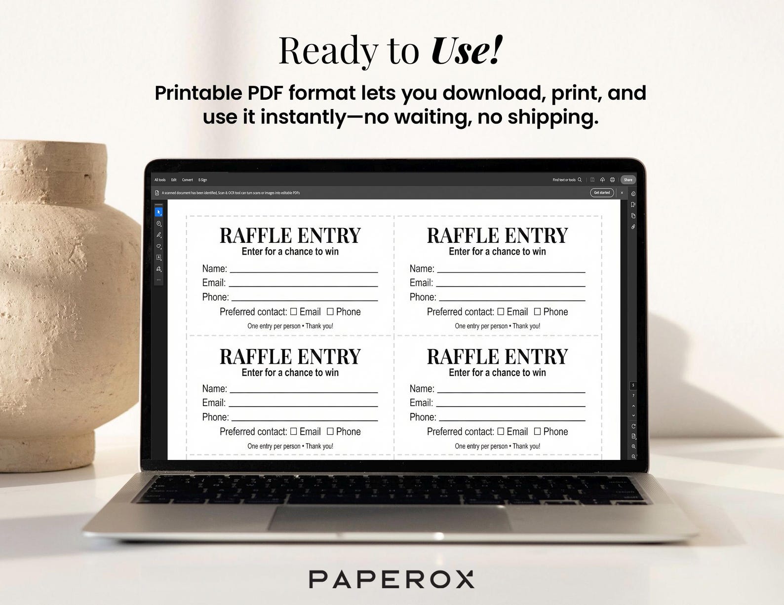 Raffle Ticket Form Printable - Enter to Win Entry Slips, US Letter 10 ...