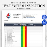 HVAC Inspection Checklist | Home Maintenance Checklist Editable | Air ...