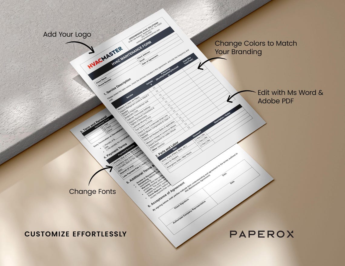 HVAC Maintenance Service Form - Preventative & Commercial HVAC Service ...