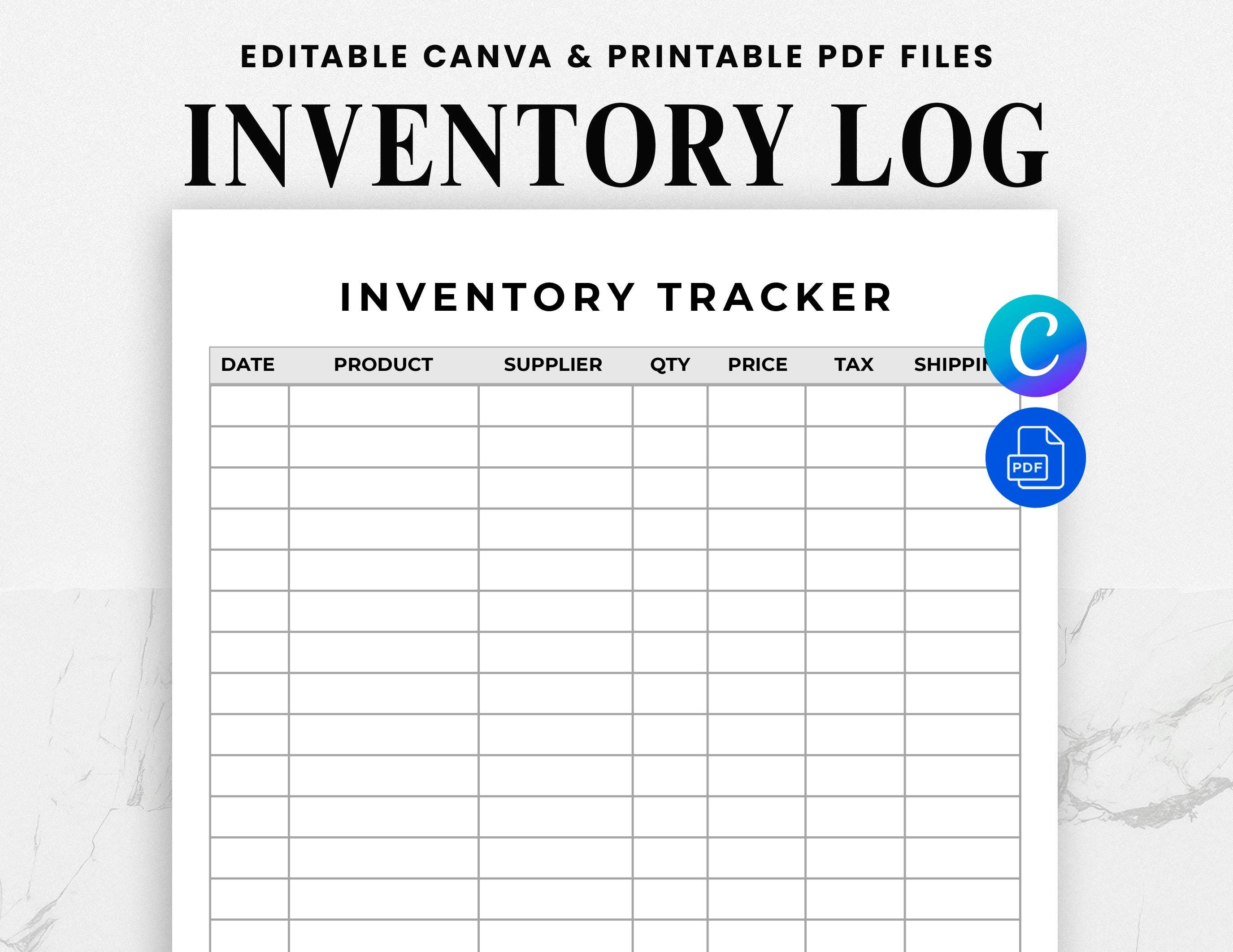 Editable Inventory Log Template | Inventory Tracker Printable PDF ...