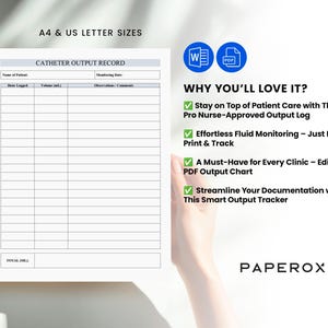 Catheter Output Record PDF, Foley Catheter Form, Urine Monitoring Form ...