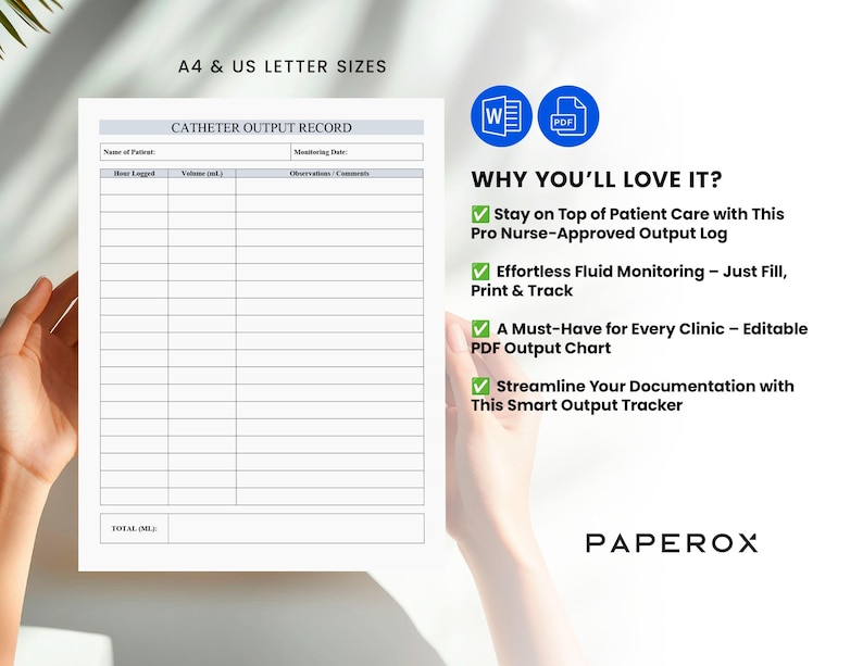 Catheter Output Record PDF, Foley Catheter Form, Urine Monitoring Form ...