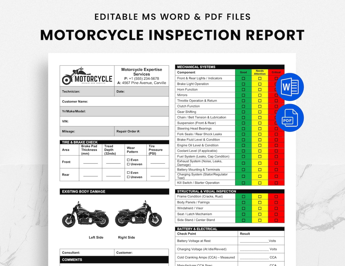 Visual Motorcycle Inspection Report - Multi-point Motorcycle Inspection ...