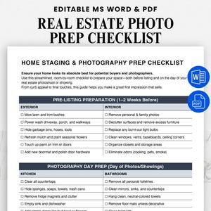 Real Estate Photo & Showing Prep Checklist • Home Staging Printable ...