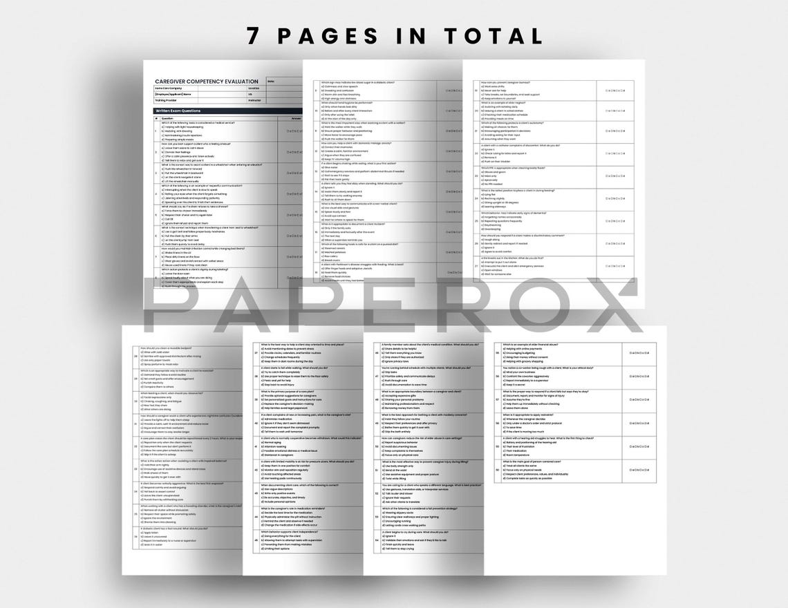 Caregiver Competency Exam Template - Caregiver Competency Evaluation ...