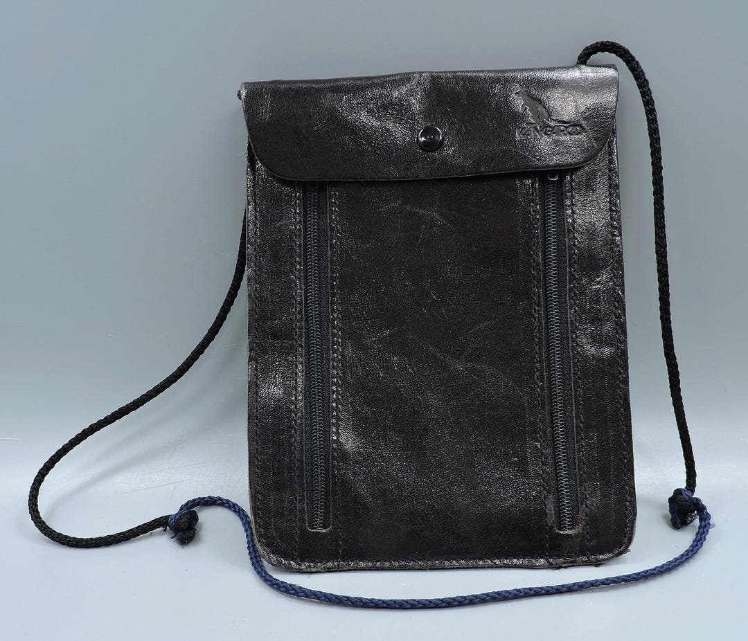 Black Vintage Neck Wallet From Kangaroo – Leather - 1990’s (2x) - Etsy