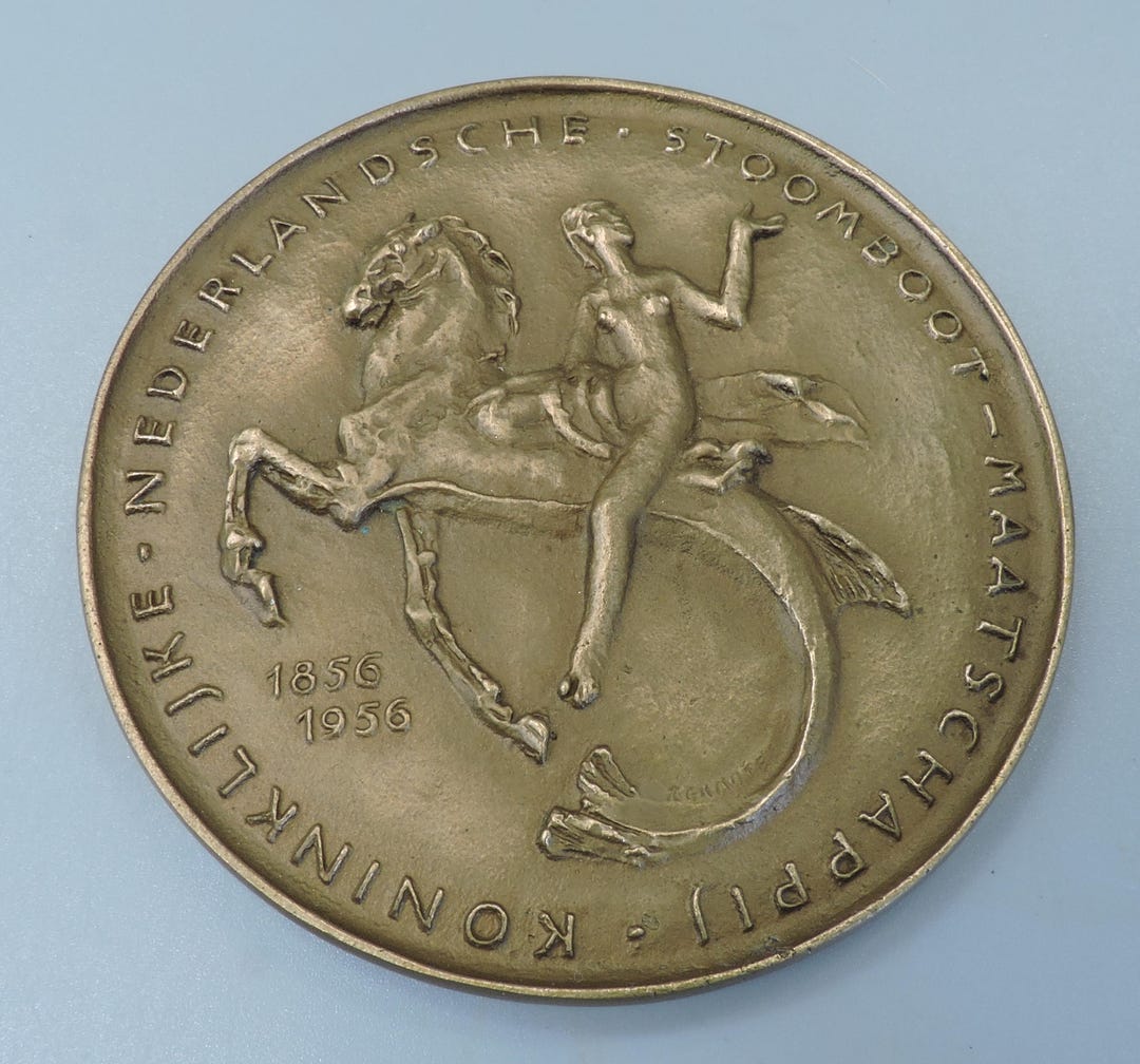 Vintage Bronze Commemorative Medal Royal Dutch Steamboat Company / KNSM ...