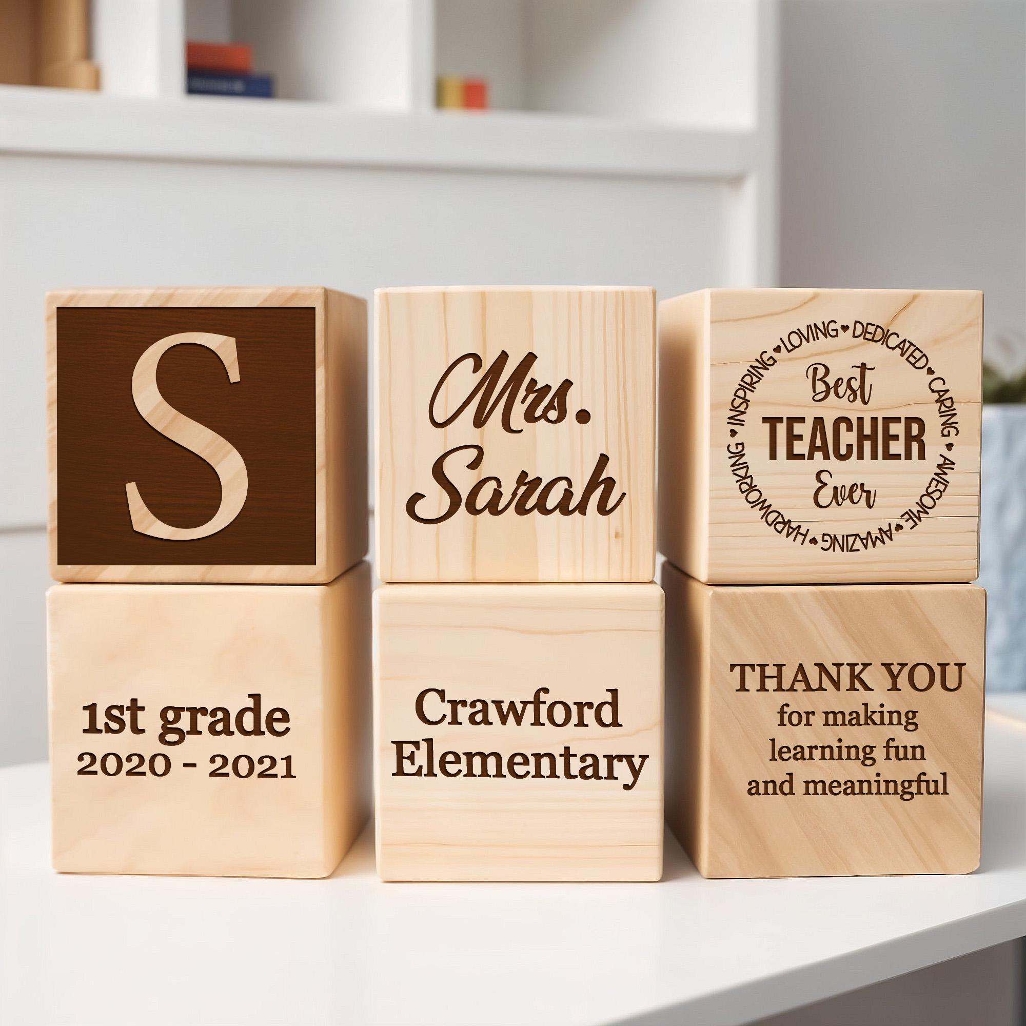 Personalized Wood Name Cube: Engraved Teacher Appreciation Gift - Etsy