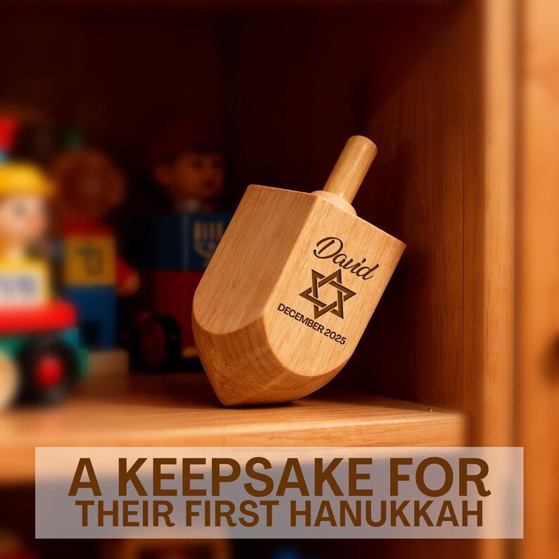 Personalized Wooden Dreidel With Star of David Design – Custom Engraved ...
