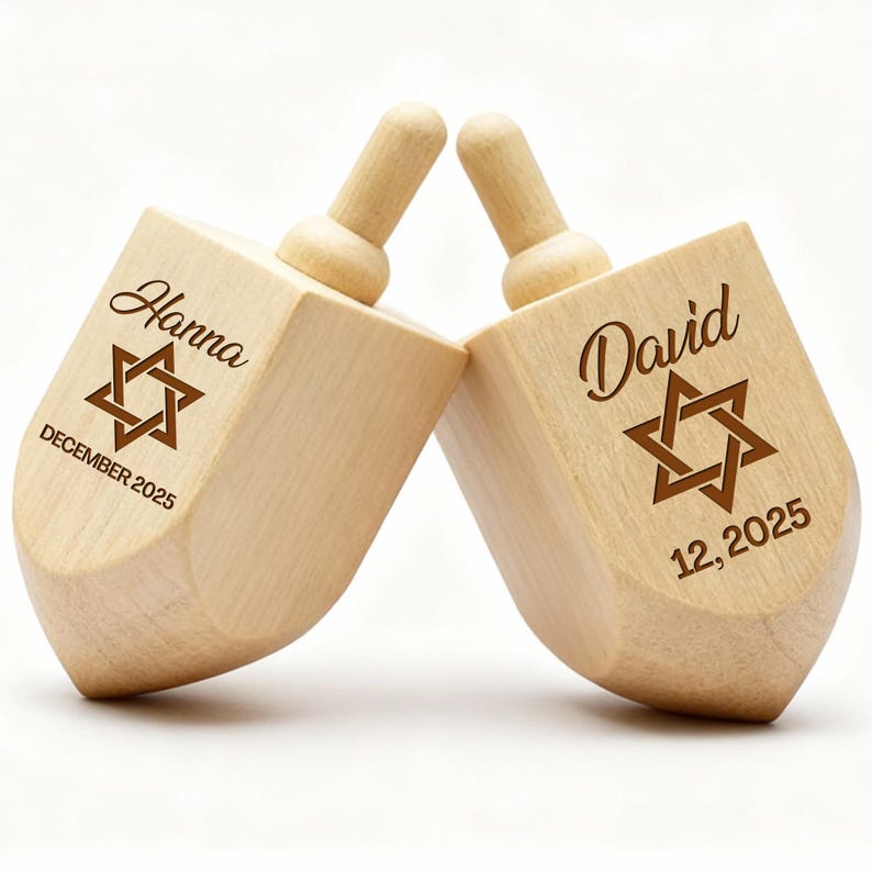 Personalized Wooden Dreidel With Star of David Design – Custom Engraved ...