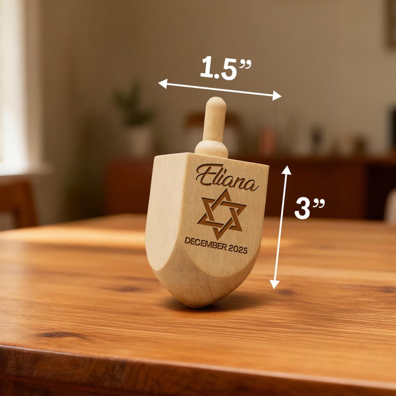 Personalized Wooden Dreidel With Star of David Design – Custom Engraved ...