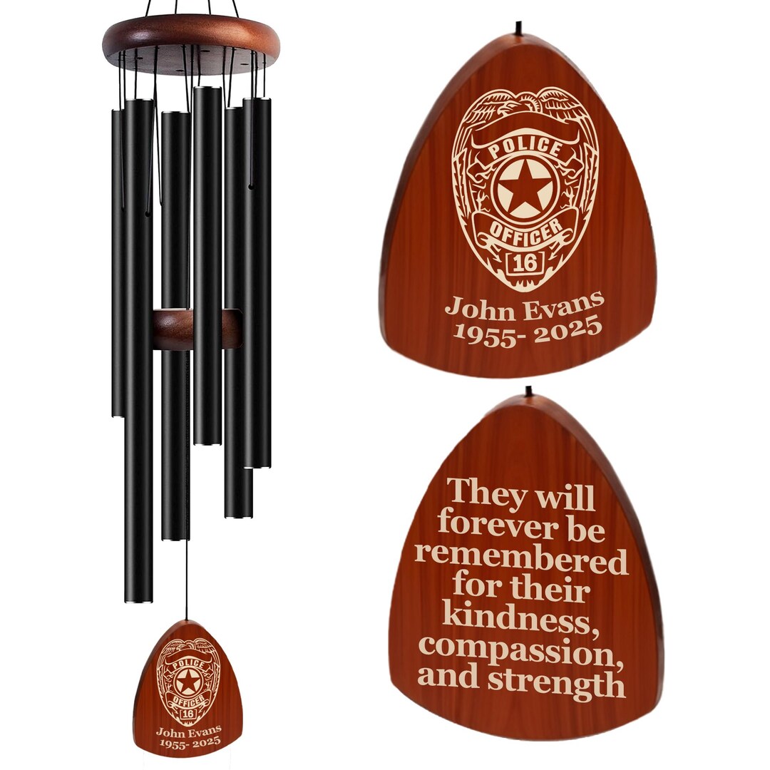Personalized Memorial Wind Chimes With Custom Name, Engraved Wind ...
