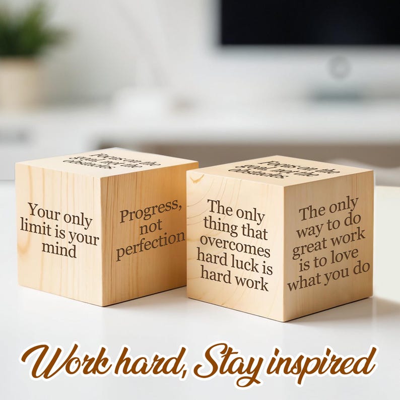 Personalized Engraved Wood Cube: Inspirational Office Decor - Etsy