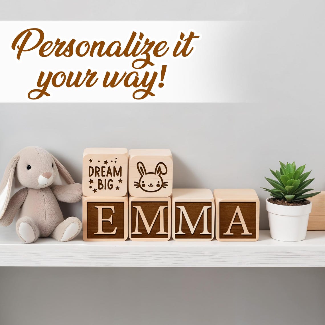 Engraved Wooden Name Blocks: Custom Nursery Decor - Etsy