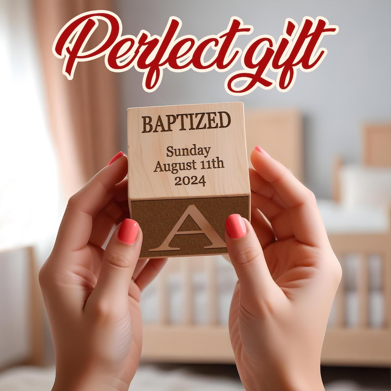 Personalized Baby Baptism Wood Block With Engraved Name - Customized ...