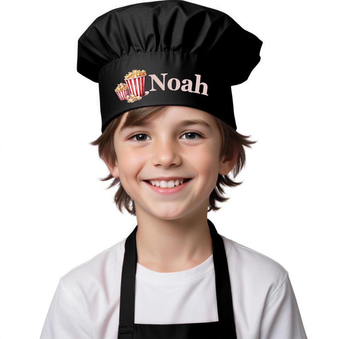 Personalized Kids Chef Hat: Custom Popcorn Design, Toddler Cooking ...
