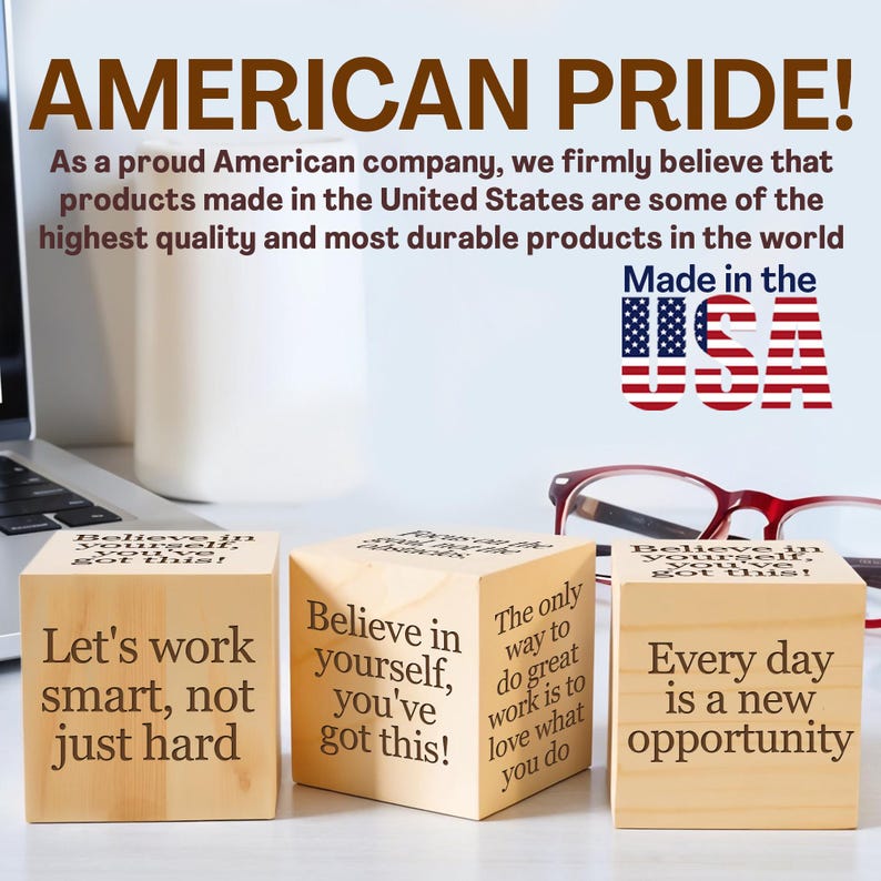 Personalized Engraved Wood Cube: Inspirational Office Decor - Etsy