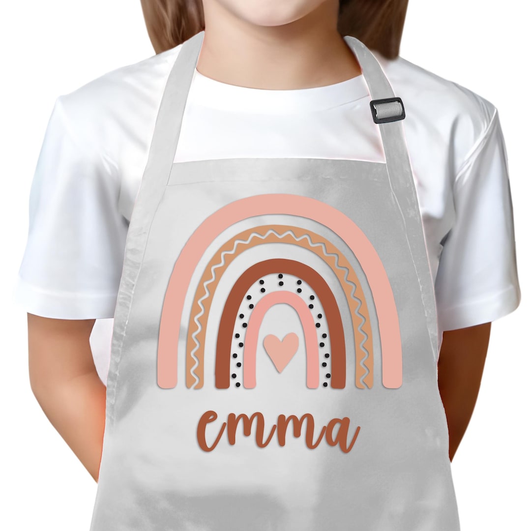 Personalized Kids Apron: Rainbow Boho Design, Custom Name - Etsy
