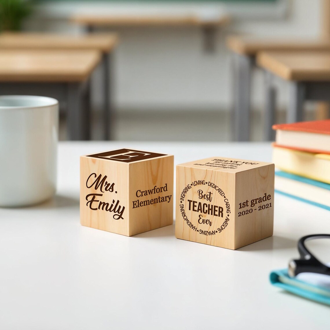 Personalized Wood Name Cube: Engraved Teacher Appreciation Gift - Etsy
