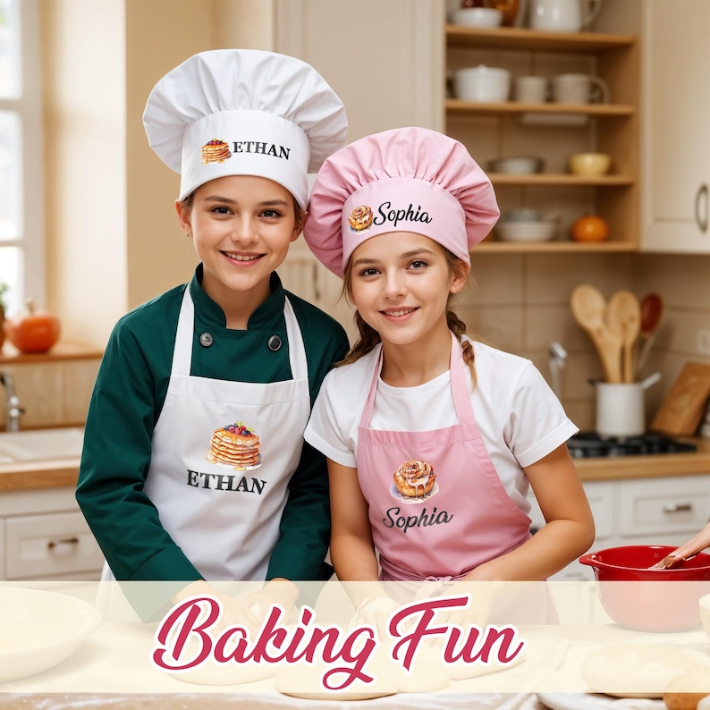 Personalized Kids Chef Hat & Apron Set: Custom Food Design Kitchen Gear ...